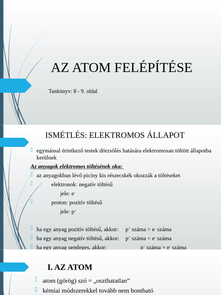 2.1. Az Atom Felépítése | PDF