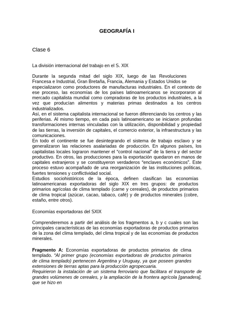 Clase 6 Geo I | PDF | America latina | Capitalismo