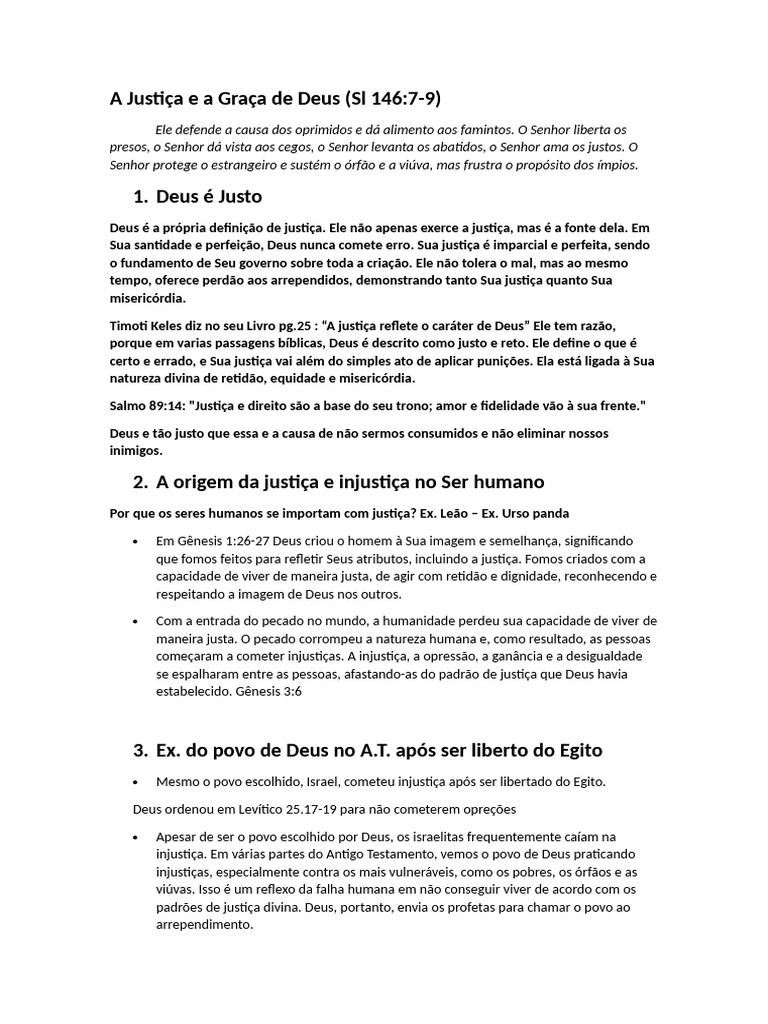 A Justiça e A Graça de Deus | PDF | Pecado | Graça no cristianismo