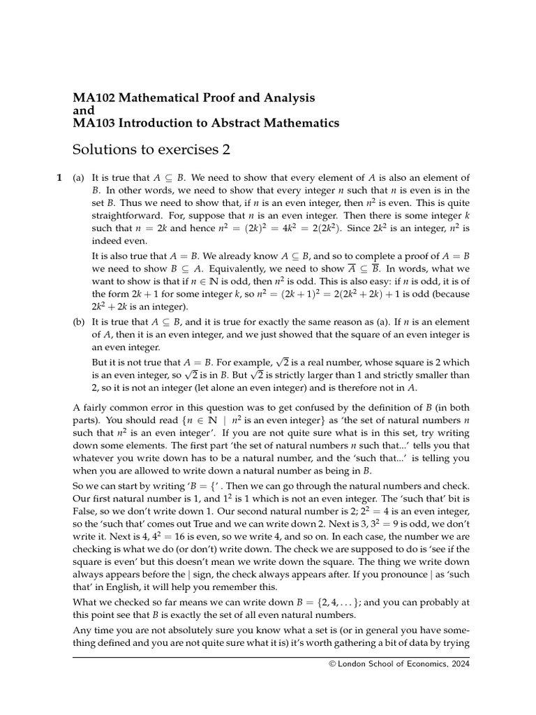 Mathematical Proofs and Set Analysis Solutions | PDF | Empty Set ...