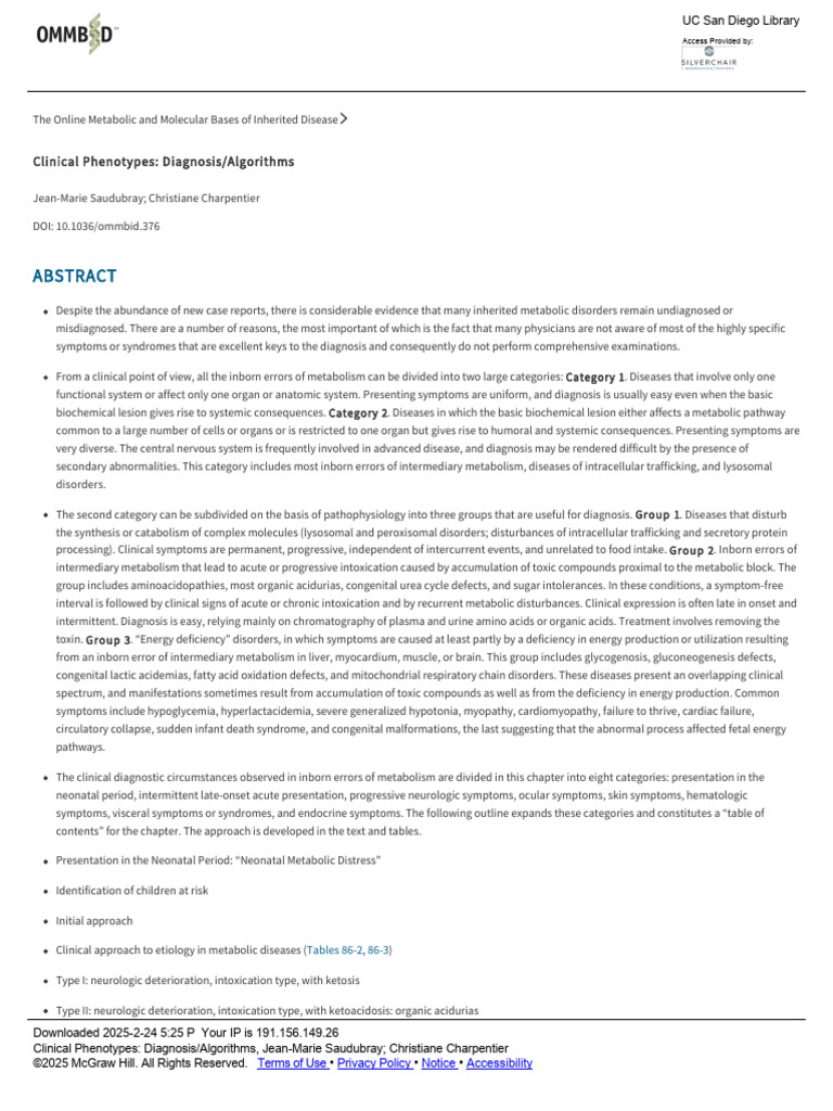 Clinical Phenotypes Diagnosis Algorithms | PDF | Medical Specialties ...