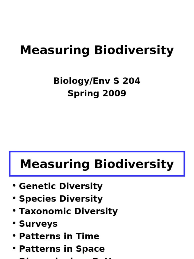 Lecture 2 Measuring Biodiversity | PDF | Biodiversity | Taxonomy (Biology)