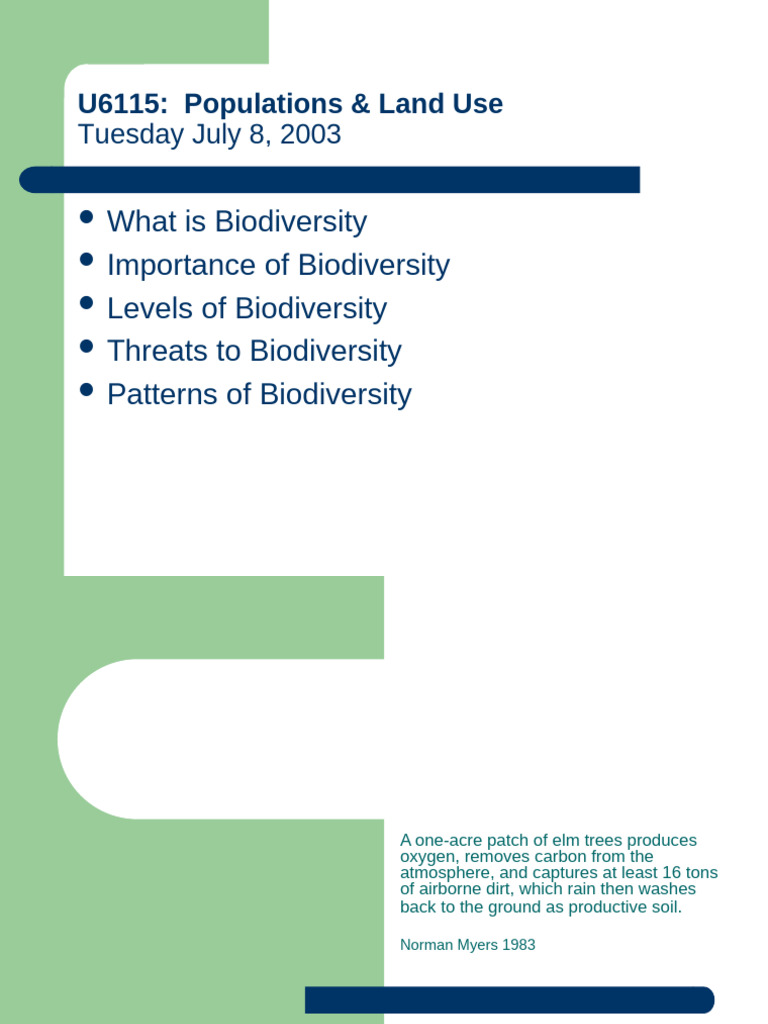 Lecture 1 Biodiversitry | PDF | Biodiversity | Natural Environment