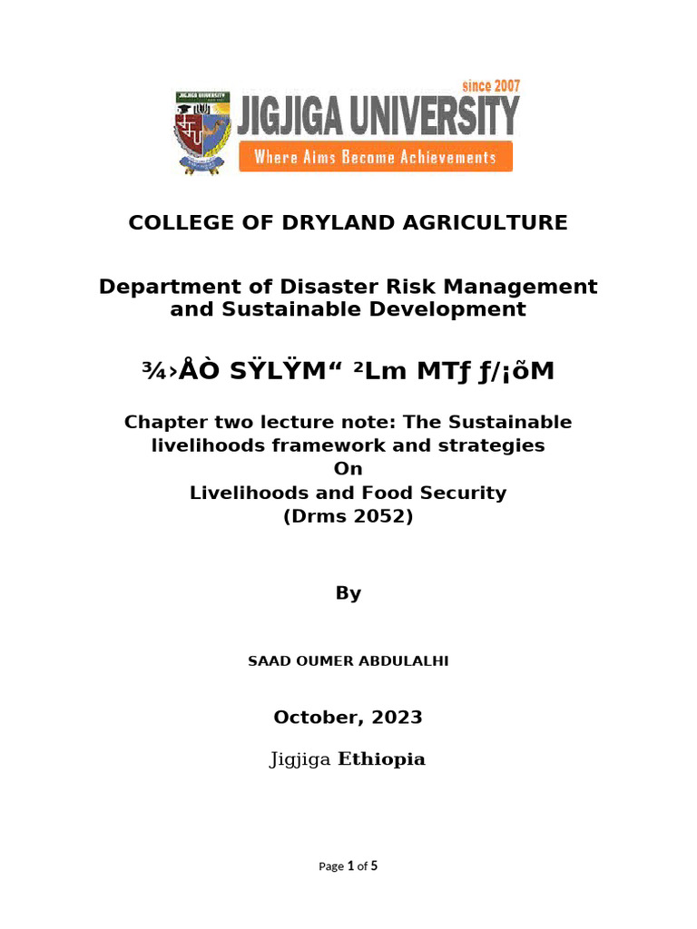 Chpter Two Sustainable Livelihoods Framework and Strategies | PDF ...