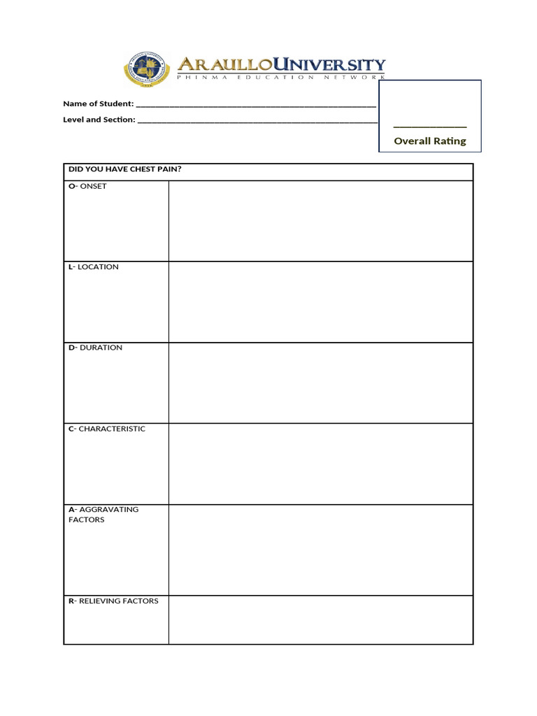 Chest Pain Oldcart | PDF
