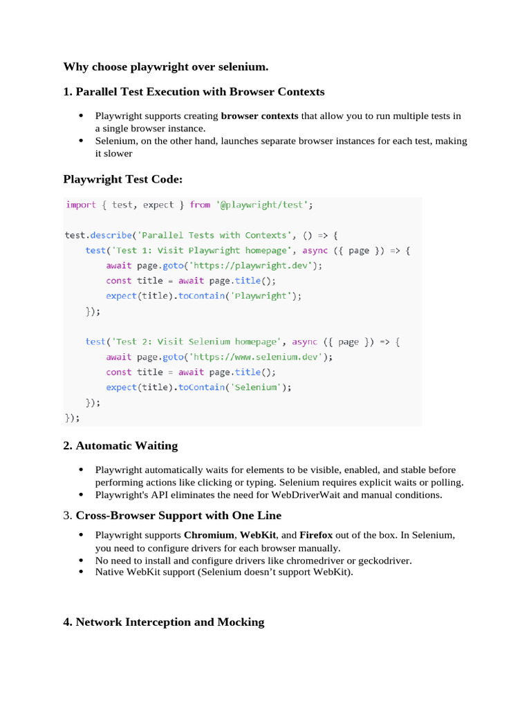 Advantages of Playwright Over Selenium | PDF