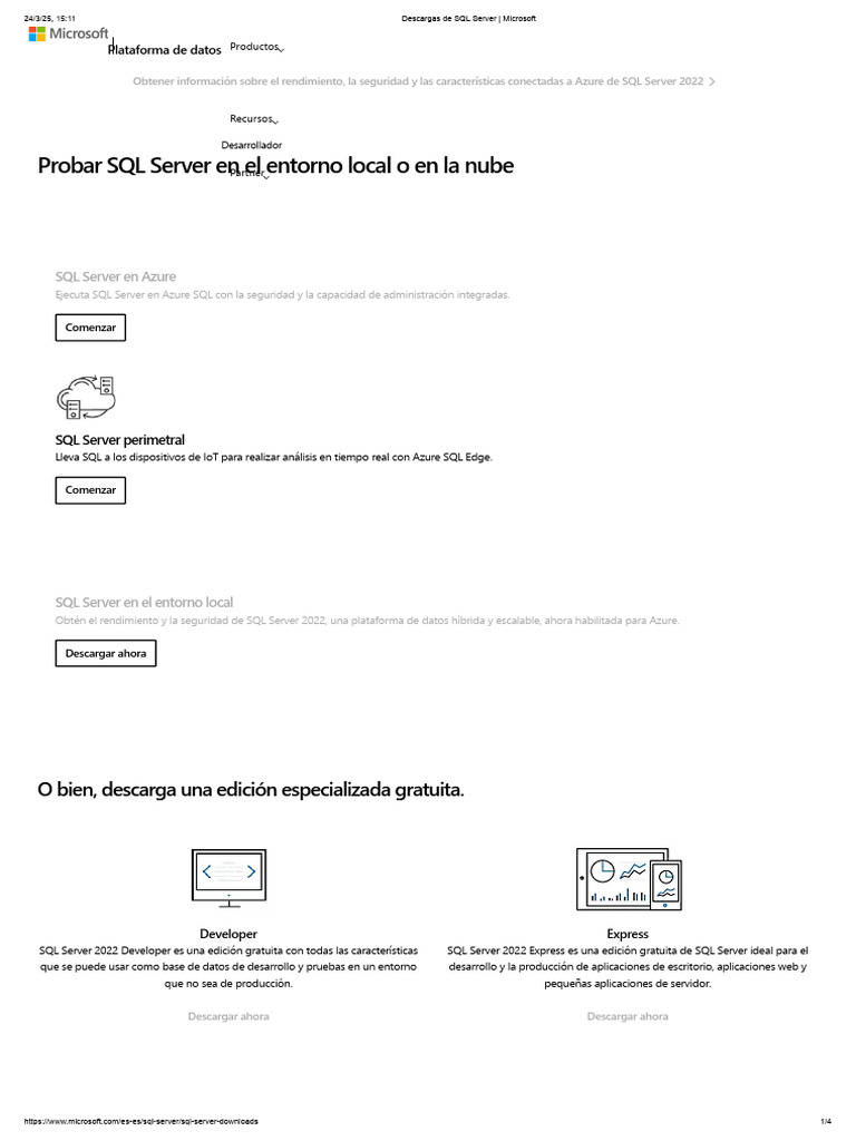 Descargas de SQL Server 2022 | PDF | Microsoft | Servidor SQL de Microsoft