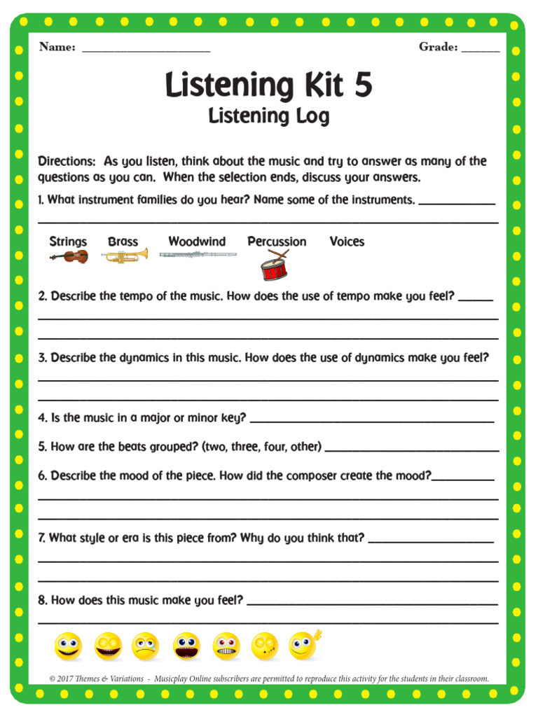 MusicPlay Listening Log 5 | PDF