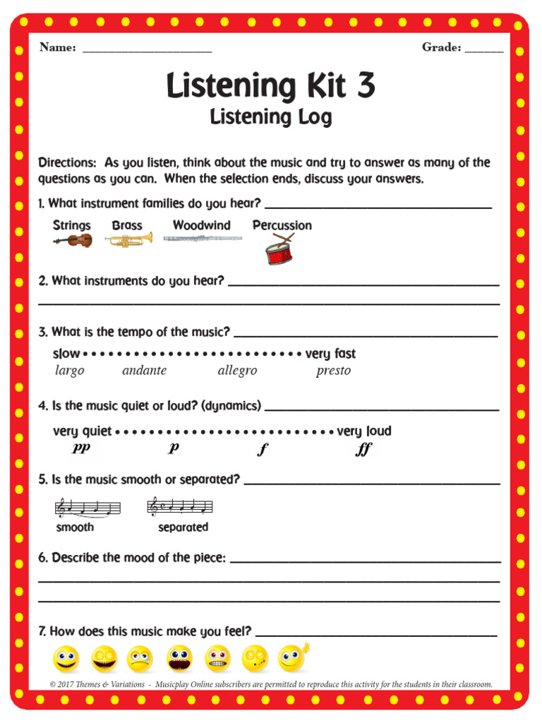 MusicPlay Listening Log 3 | PDF