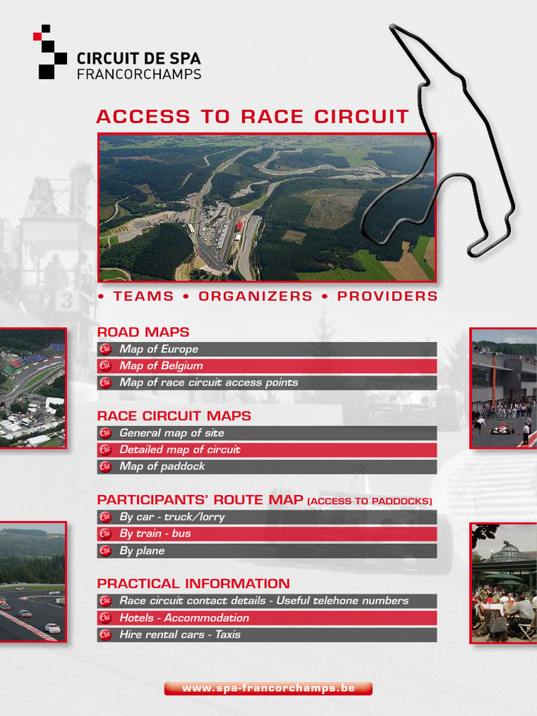Spa Francorchamps Circuit de Spa Vehicle Height Access Directions ...