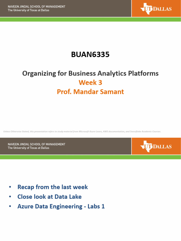 Week 2 Data Rols DataPlatfro Use Cases v1 S25 | PDF | Data Warehouse | Database Transaction