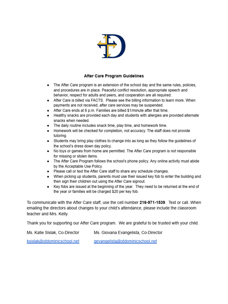 After Care Program Guidelines | PDF
