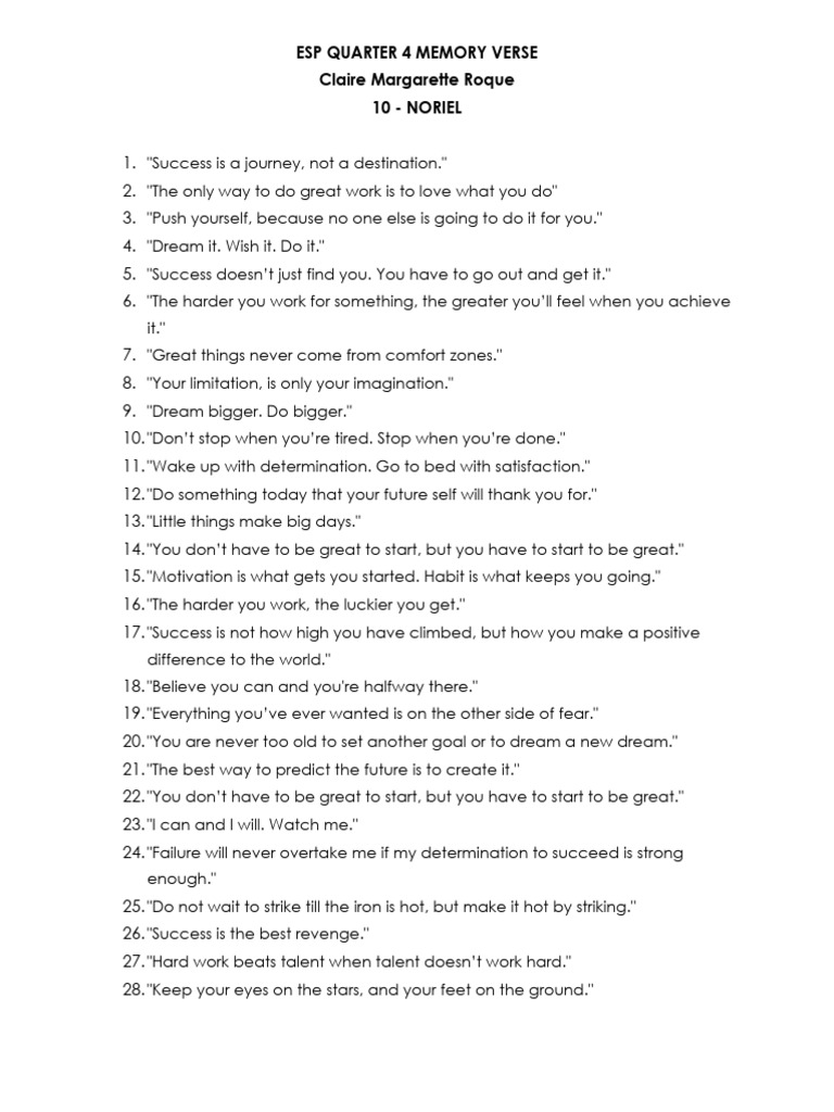 Esp Quarter 4 Memory Verse | PDF