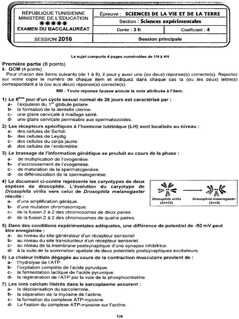 Bac 2016 Bac Sciences Epreuve SVT Session Principale PDF | PDF
