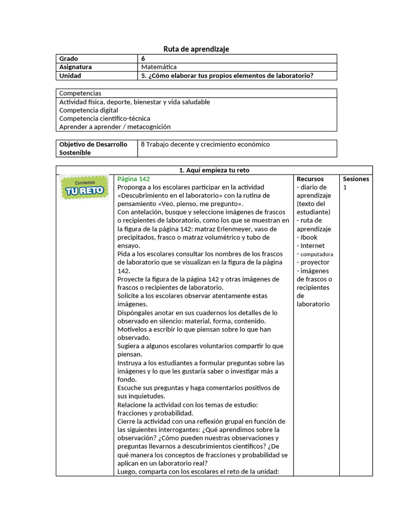 Grado 6 Asignatura Unidad 5. ¿Cómo Elaborar Tus Propios Elementos de Laboratorio? | PDF | Gran ...