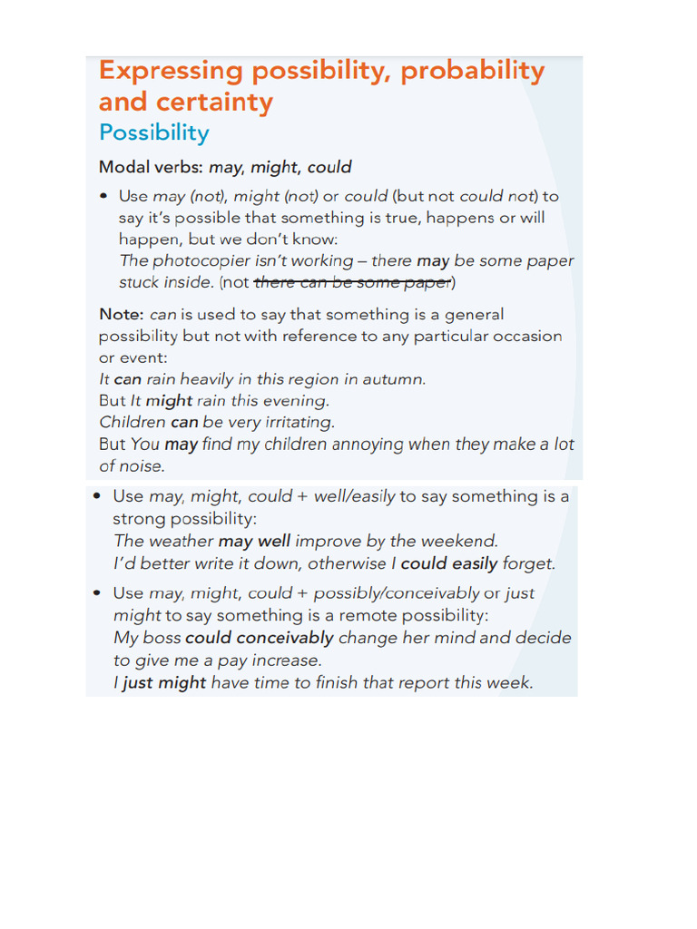 MODALS - Expressing Possibility, Probability and Certainty | PDF