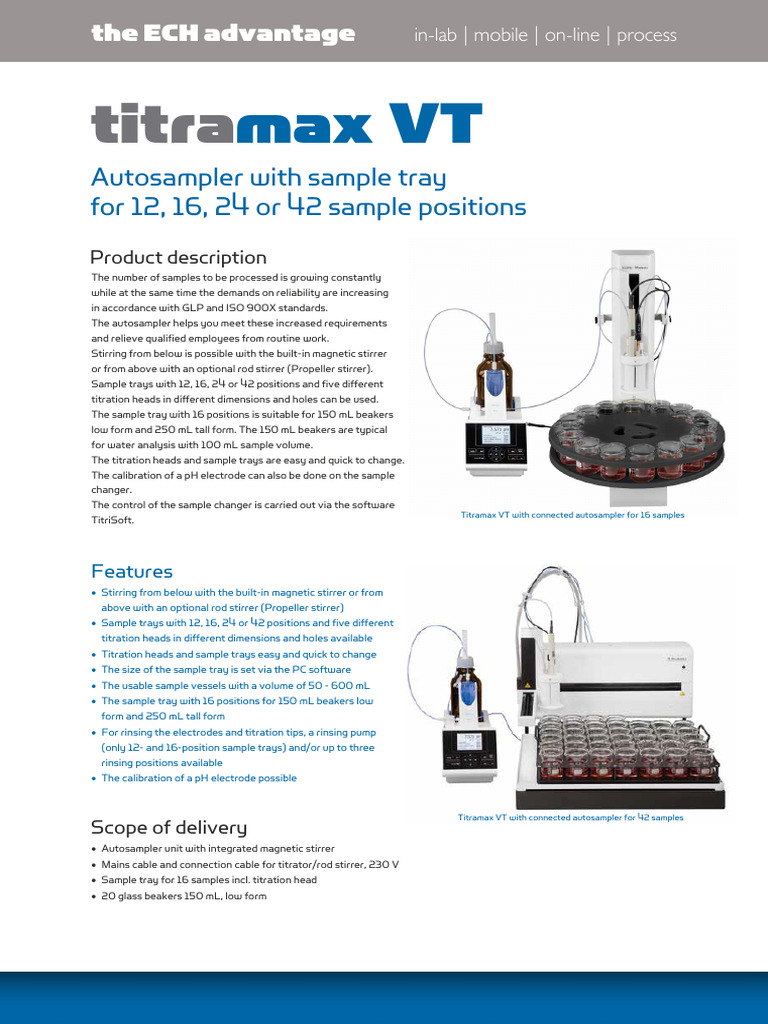 Titramax Autosampler Engl 24470342 | PDF | Titration | Chemistry