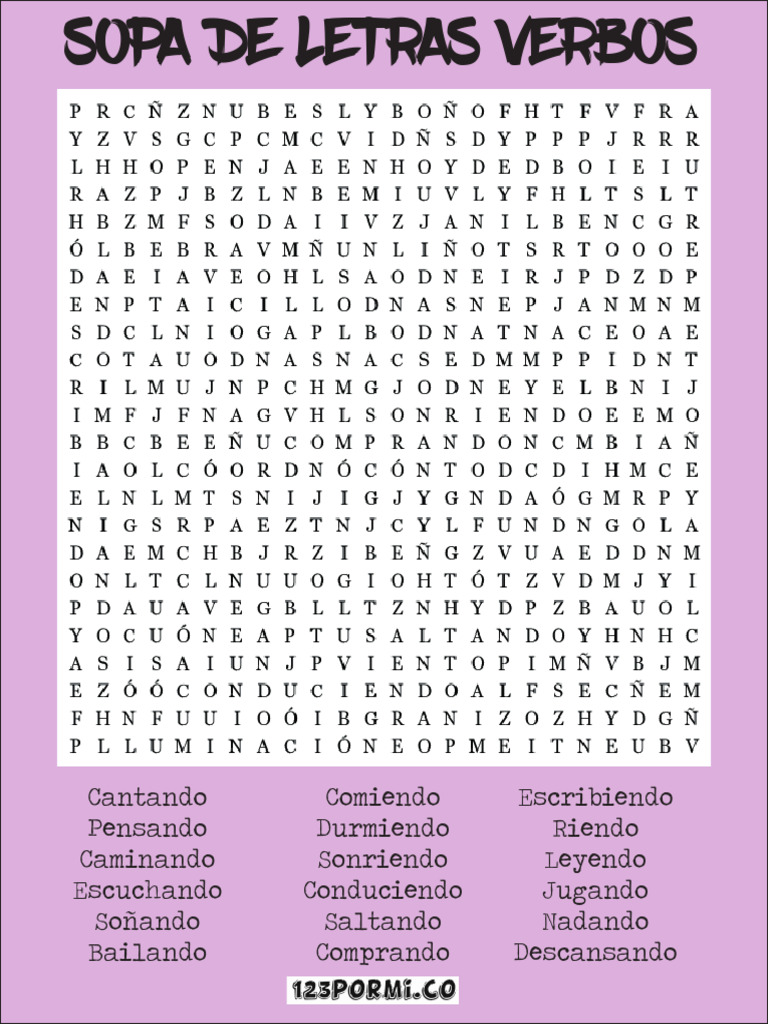 Sopa de Letras Verbos | PDF