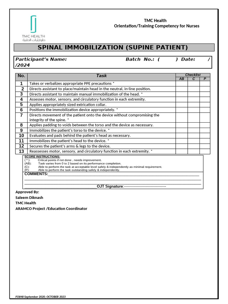 Spinal Immobilization (Supine Patient) | PDF