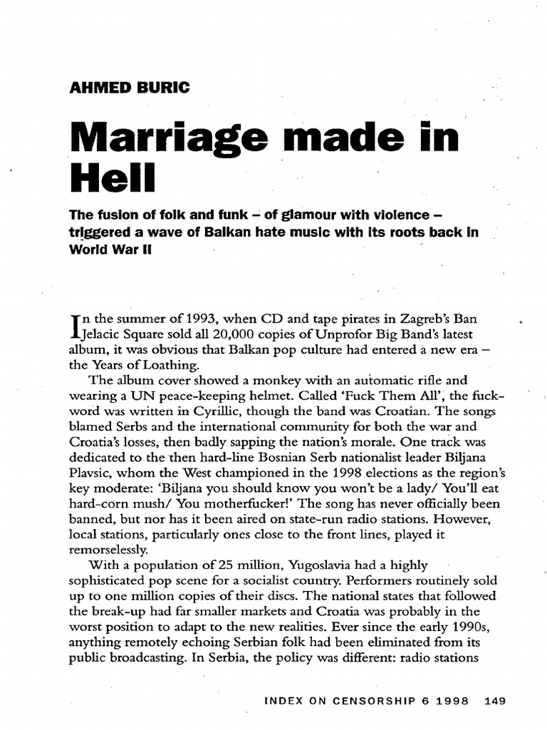 Buric 1998 Marriage Made in Hell | PDF | Croatia | Serbia