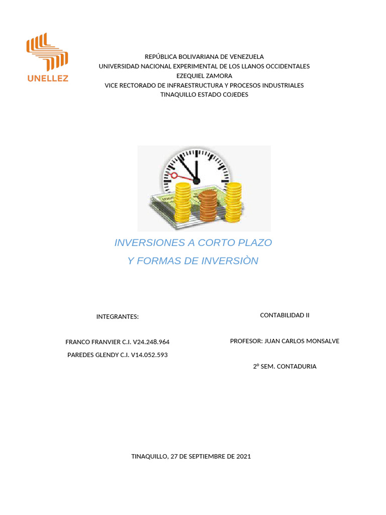 Informe Inversiones A Corto Plazo y Formas de Inversion | PDF ...