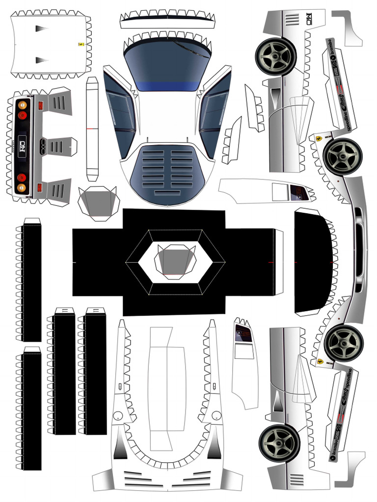 White F40 Papercraft - 1-30 Scale - Lavahi Crafts | PDF