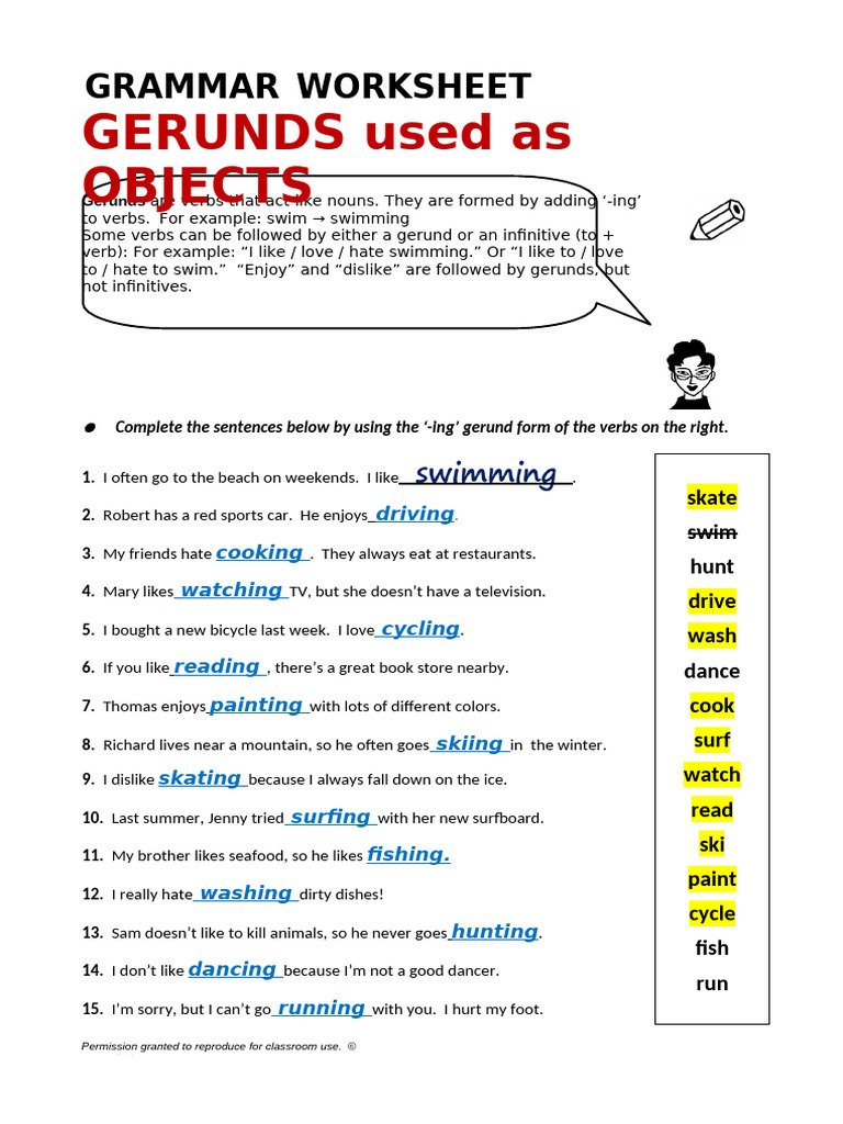Grammar Junior 2 Gerunds As Objects | PDF