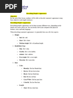 Describing People: Physical Appearance Guide | PDF | Hair | Blond