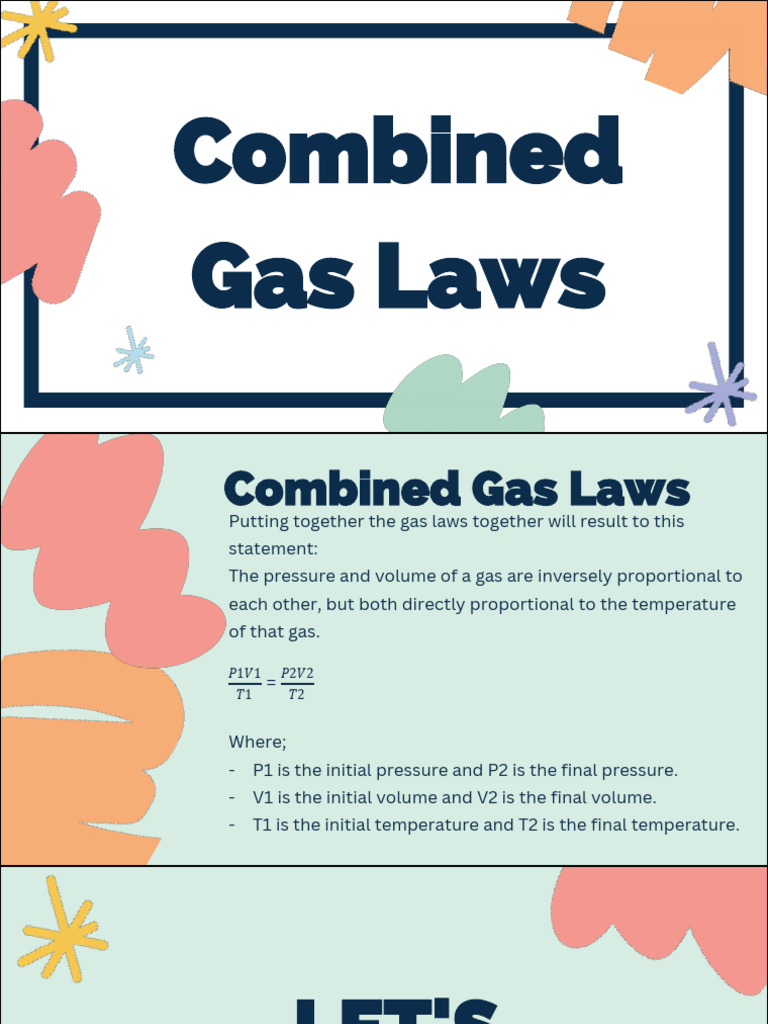 Combined Law, Ideal Gas Law, Etc | PDF | Gases | Molecules
