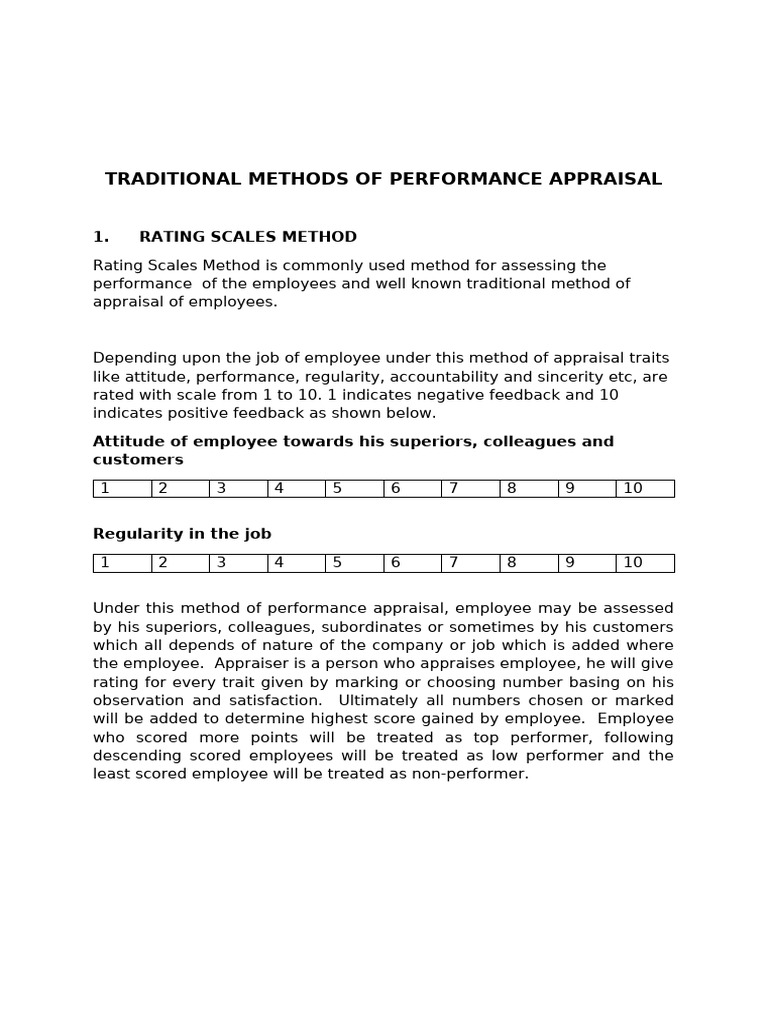 Tradiitional Methods of Performance Appraisal1 | PDF | Performance ...