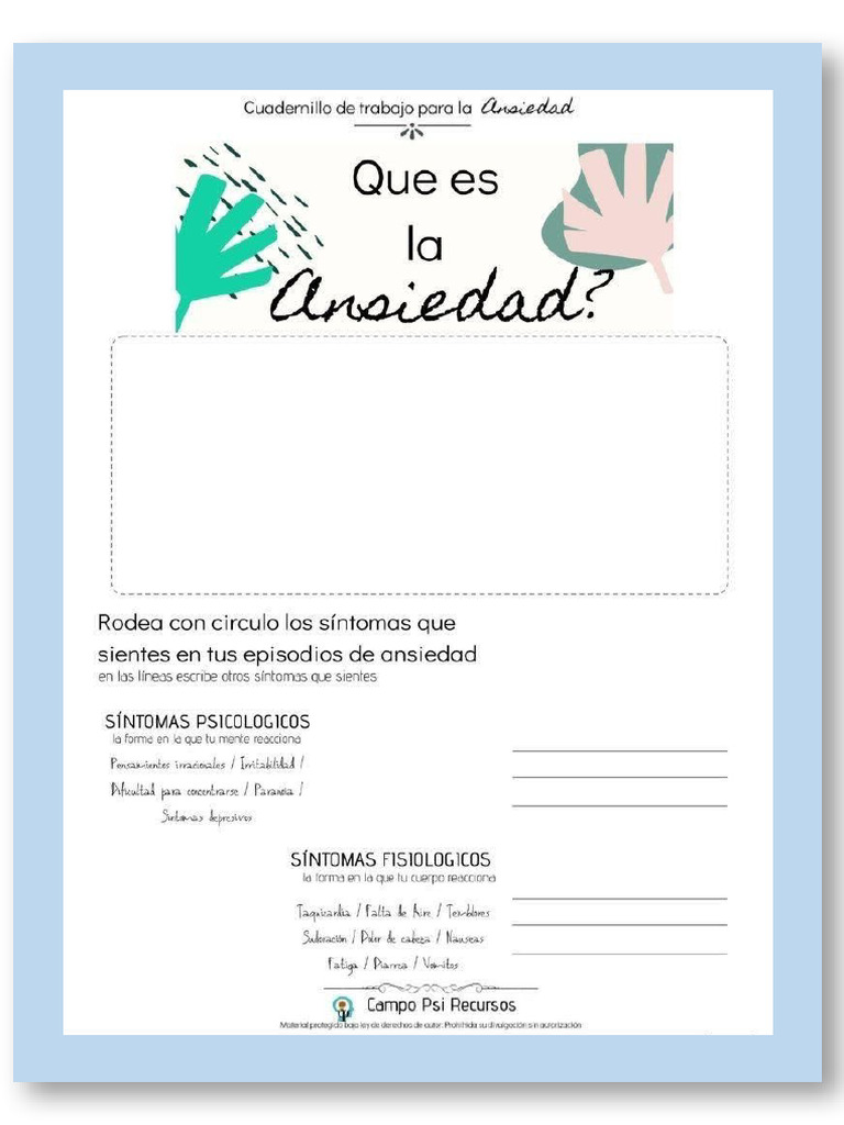 cUADERNILLO DE TRABAJO PARA LA ANSIEDAD | PDF