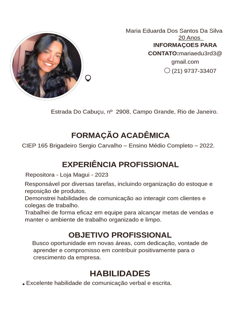 Cópia de Currículo J - Maria - Eduarda - PDF | PDF
