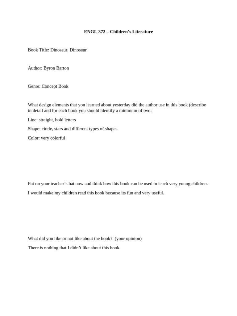 Picture Book Design Elements Activity 4 | PDF