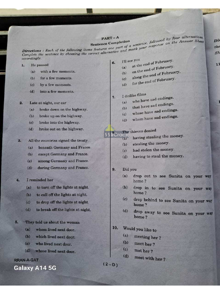 NDA 1 2024 GAT Question Paper | PDF