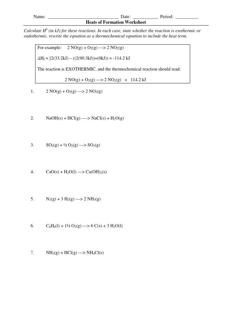 Heat Summation Worksheet (2) (1) | PDF | Physical Chemistry | Change