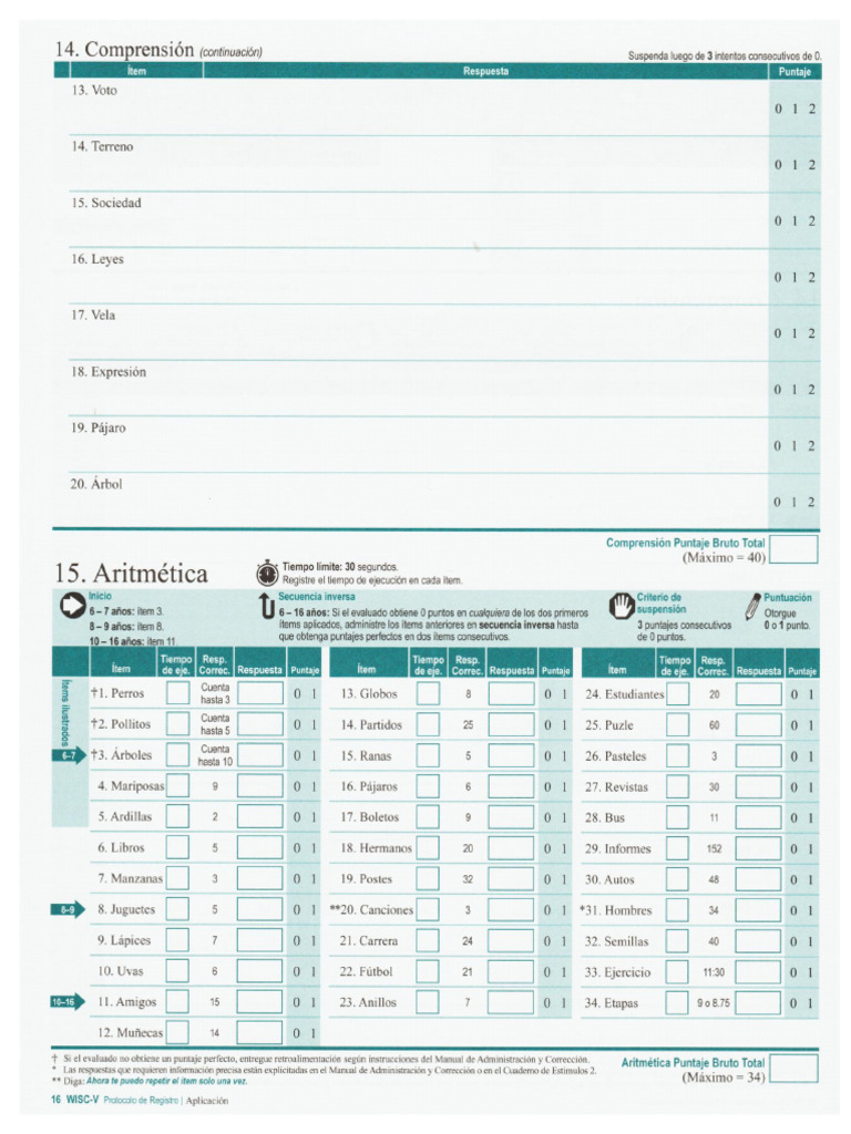 Protocolo WISC V | PDF