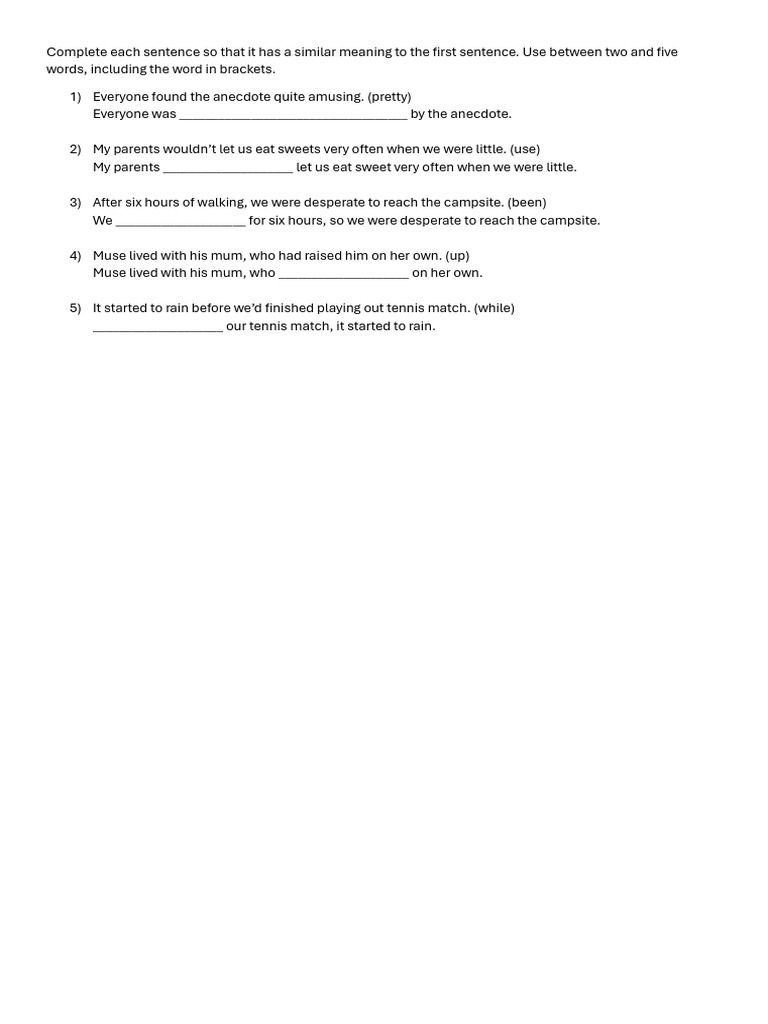 Key-Word Transformation B2 | PDF