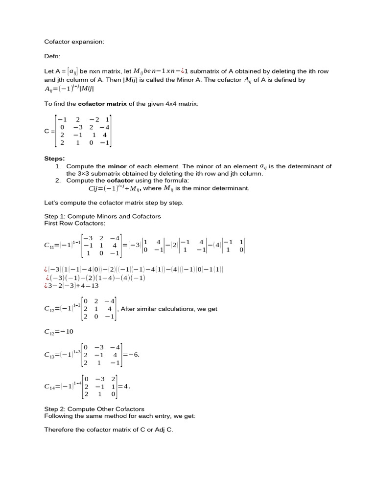 Cofactor-expansion-quiz | PDF