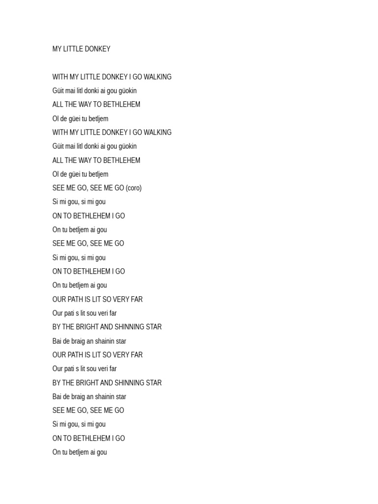 Letra de "My Little Donkey" | PDF