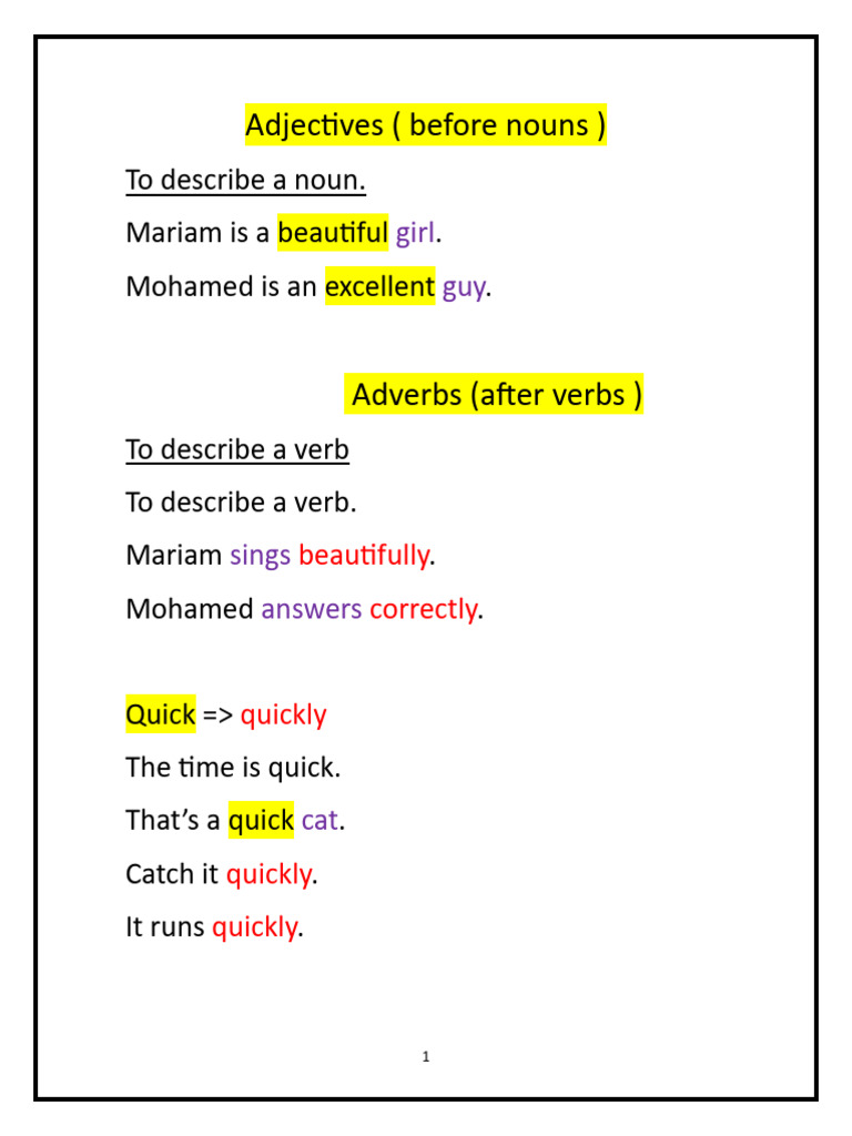 Adjectives Vs Adverbs | PDF