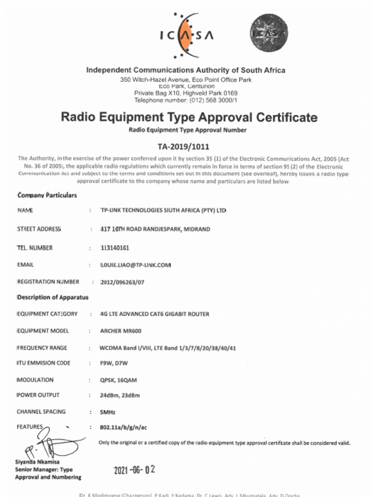 ICASA - Archer MR600 | PDF