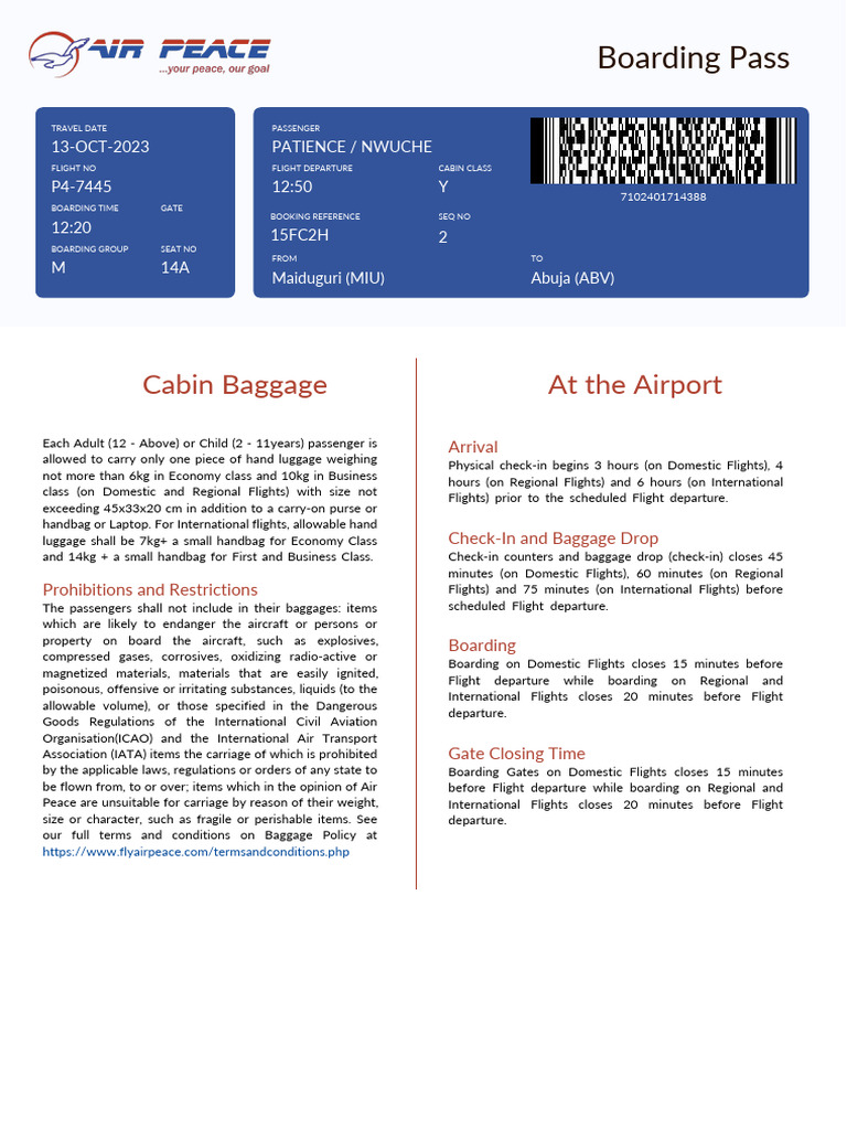 15FC2H Patience Nwuche | PDF | Baggage | Aviation