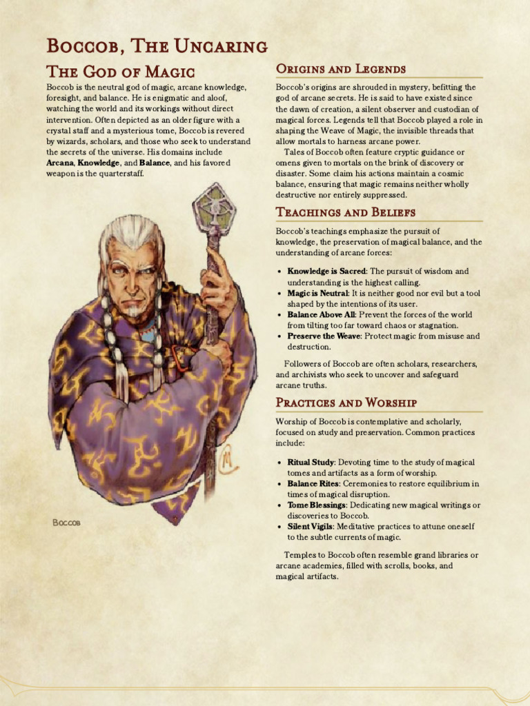 Boccob, The Uncaring - The Homebrewery | PDF | Religious Belief And ...