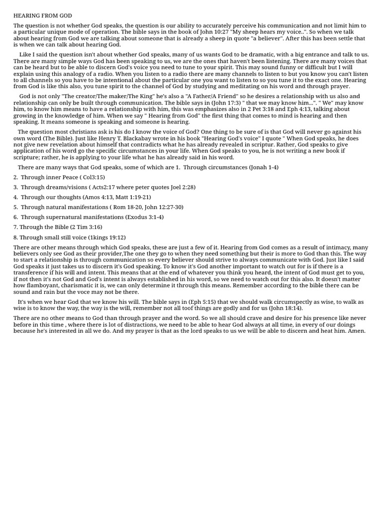 Hearing From God Assignment by Praise | PDF | Revelation | Religious ...