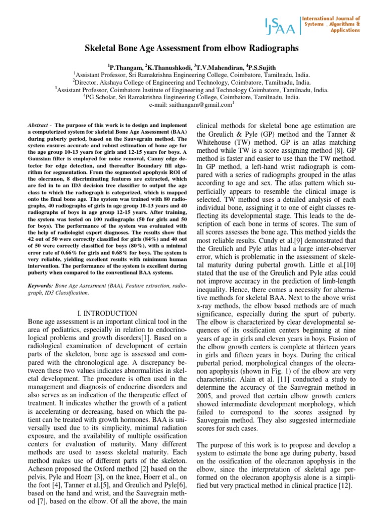 Skeletal Bone Age Assessment From Elbow Radiographs | PDF | Statistical ...