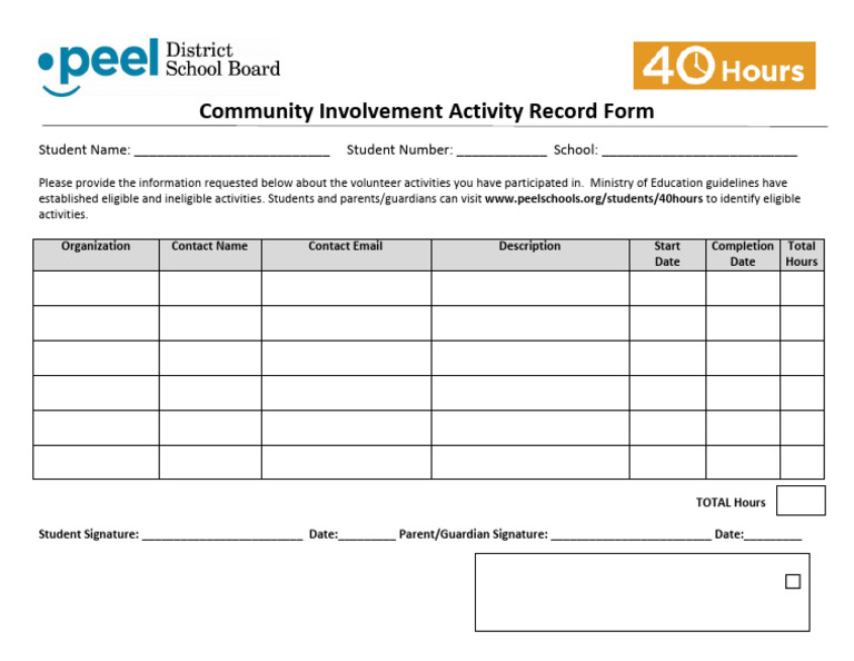 Community Involvement Activity Record Form | PDF