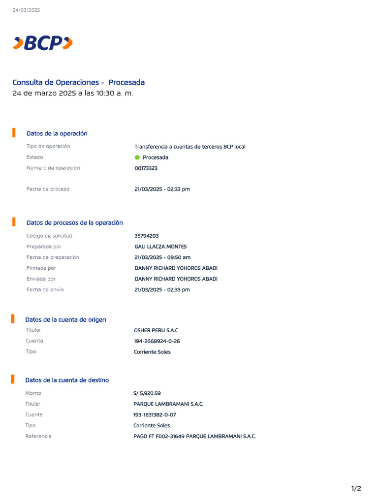 Transferencia y Factura de Osher Perú S.A.C. | PDF | Tecnología ...