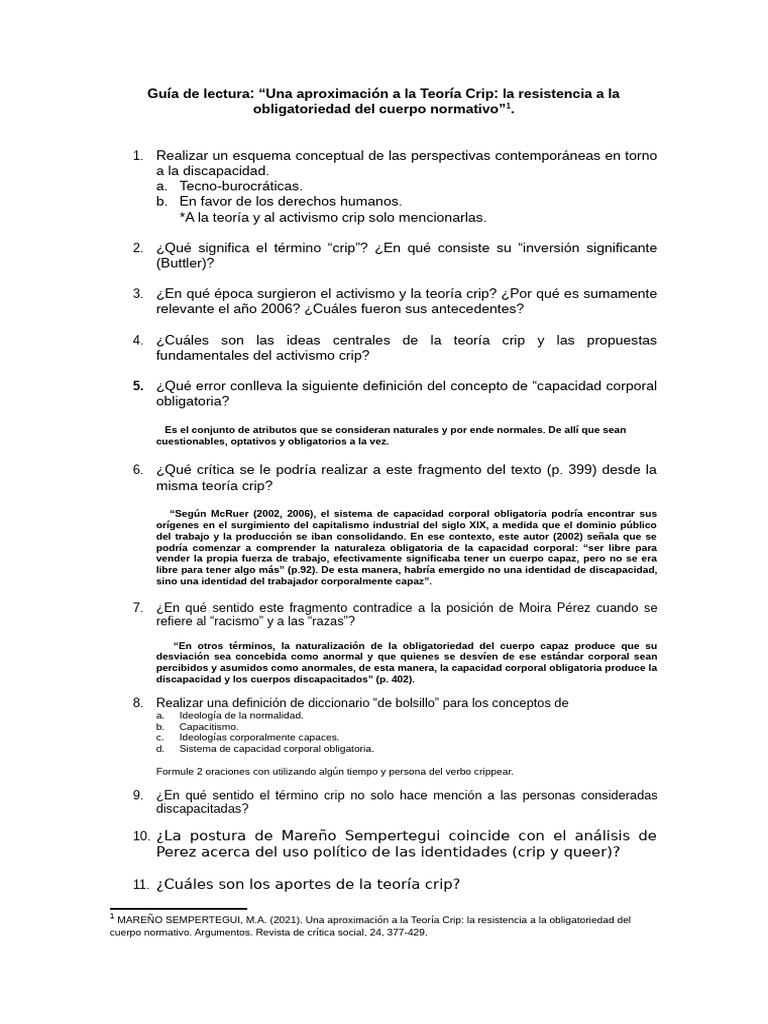 Guia de lectura Una aproximacion a la teoria crip 2024 | PDF | Invalidez | Teoría