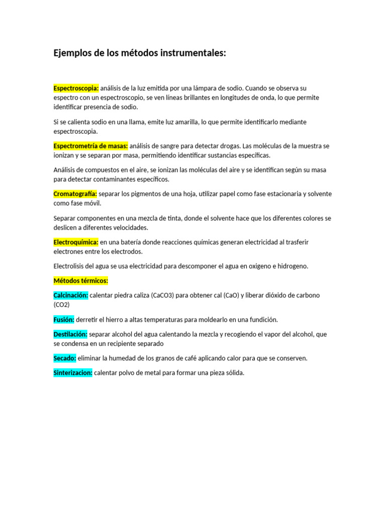 Ejemplos de Los Métodos Instrumentales | PDF