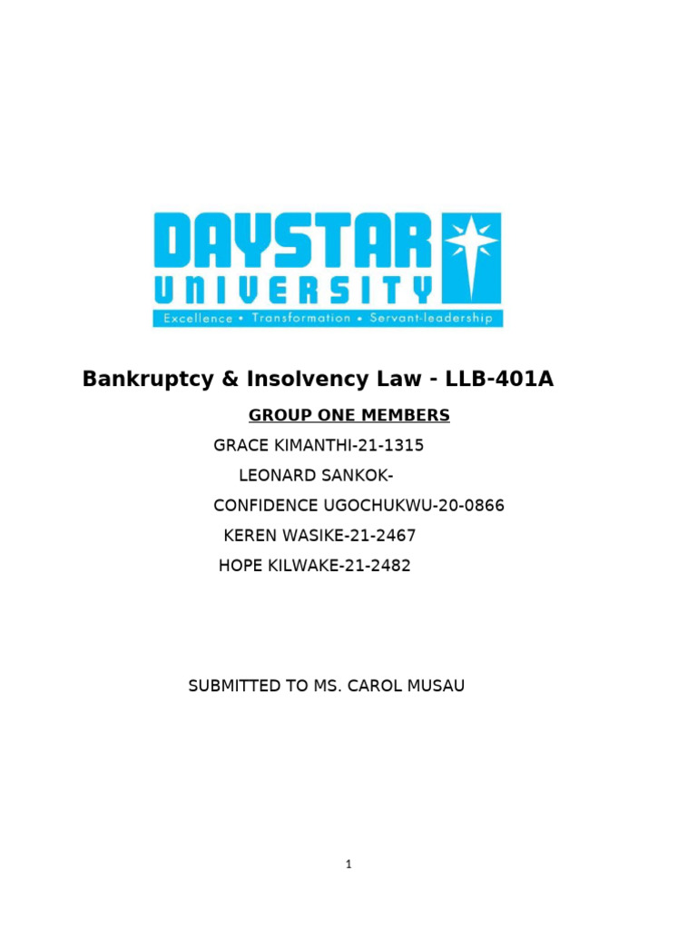 Bankruptcy Group One Work | PDF | Bankruptcy | Debtor